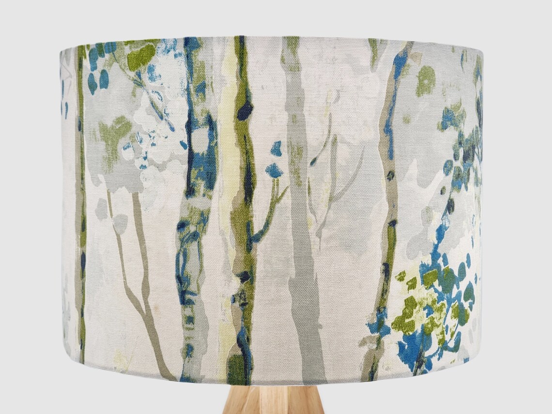Forest Trees Blue Lampshade Table Floor Lamp / Ceiling - Etsy UK