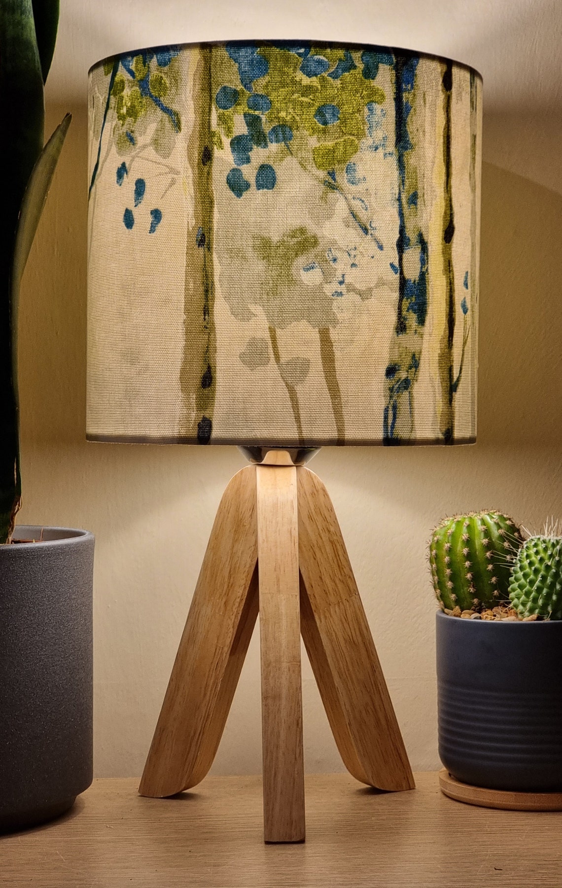 Forest Trees Blue Lampshade, Table Floor Lamp / Ceiling Pendant, Small ...