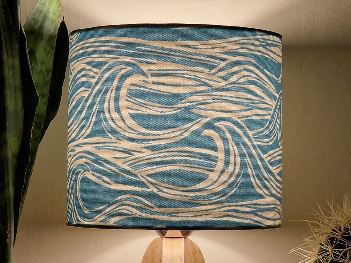 Blue Waves Coastal Lampshade Table Floor Lamp / Ceiling - Etsy UK