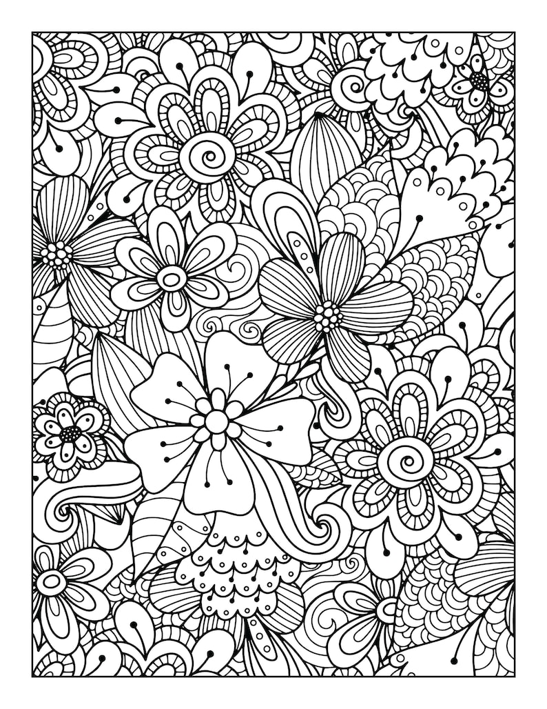 Coloring Book Pages Set One | Floral Designs | 10 Different Designs ...