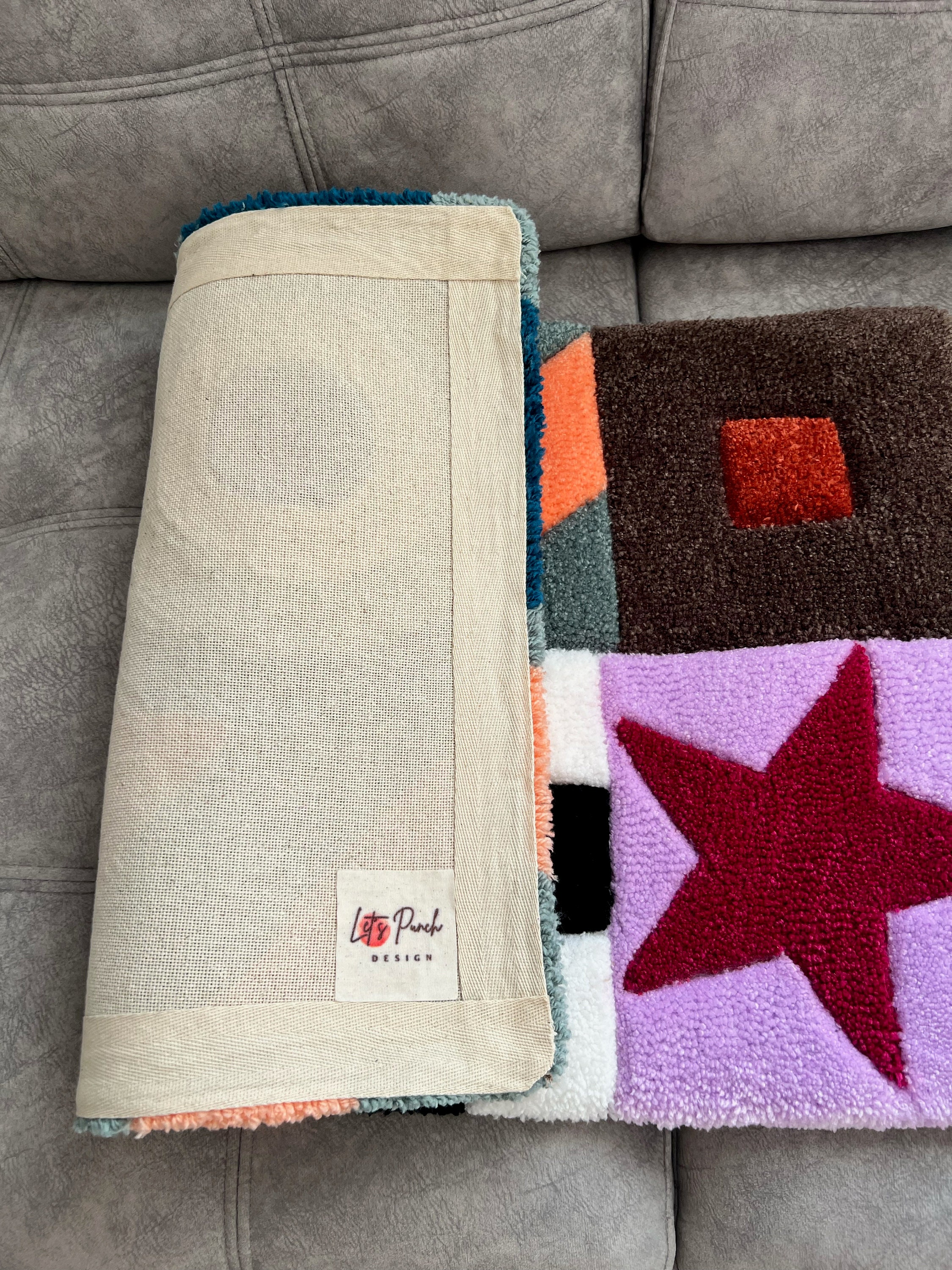 Rainbow Delight Rug Hand Tufted Rug Colorful Tufted Rug %100 Handmade ...