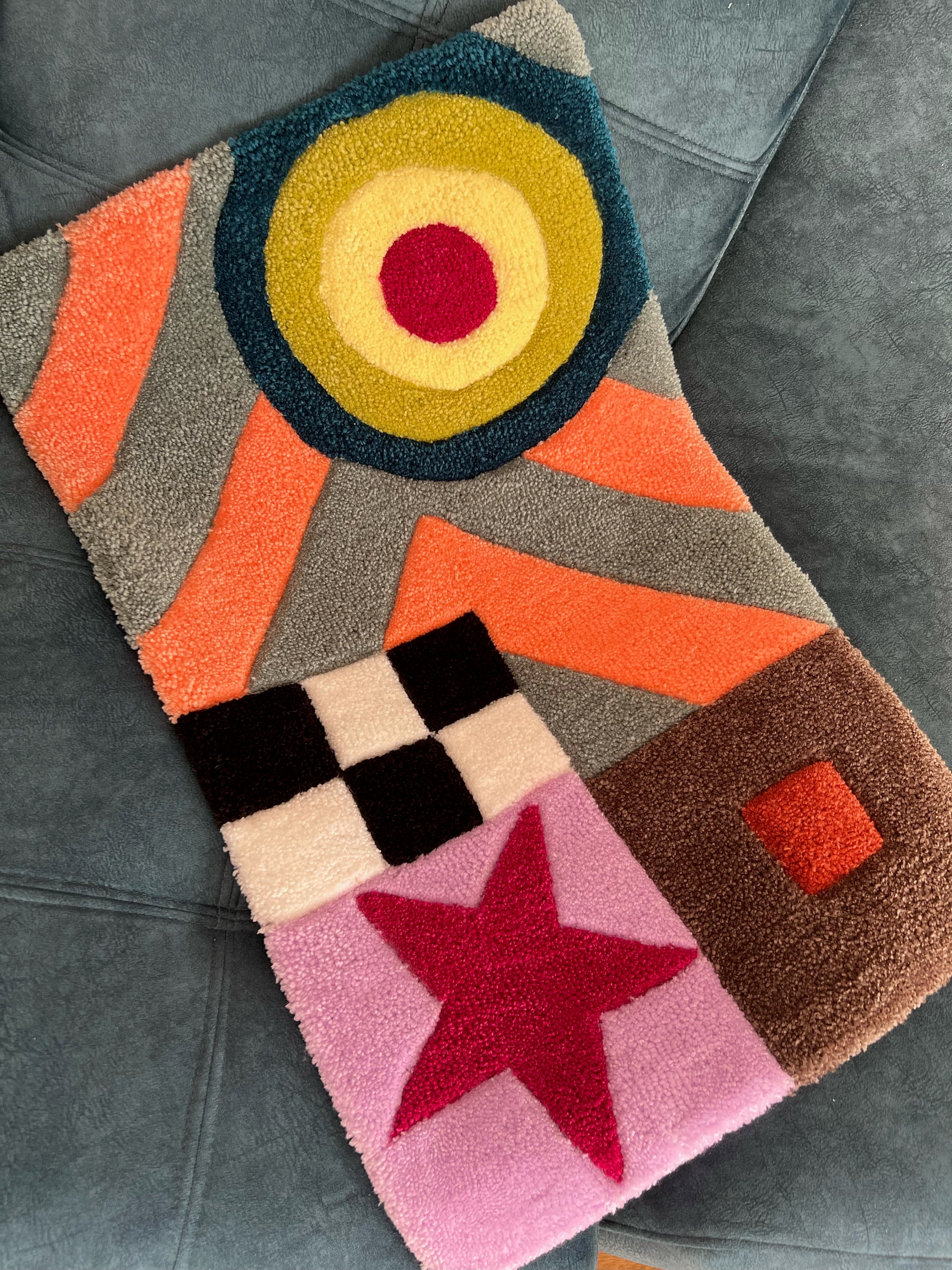 Rainbow Delight Rug Hand Tufted Rug Colorful Tufted Rug %100 Handmade ...