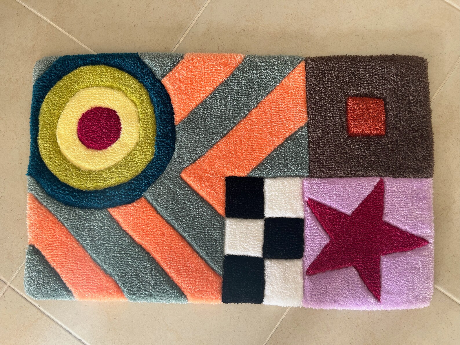 Rainbow Delight Rug Hand Tufted Rug Colorful Tufted Rug %100 Handmade ...