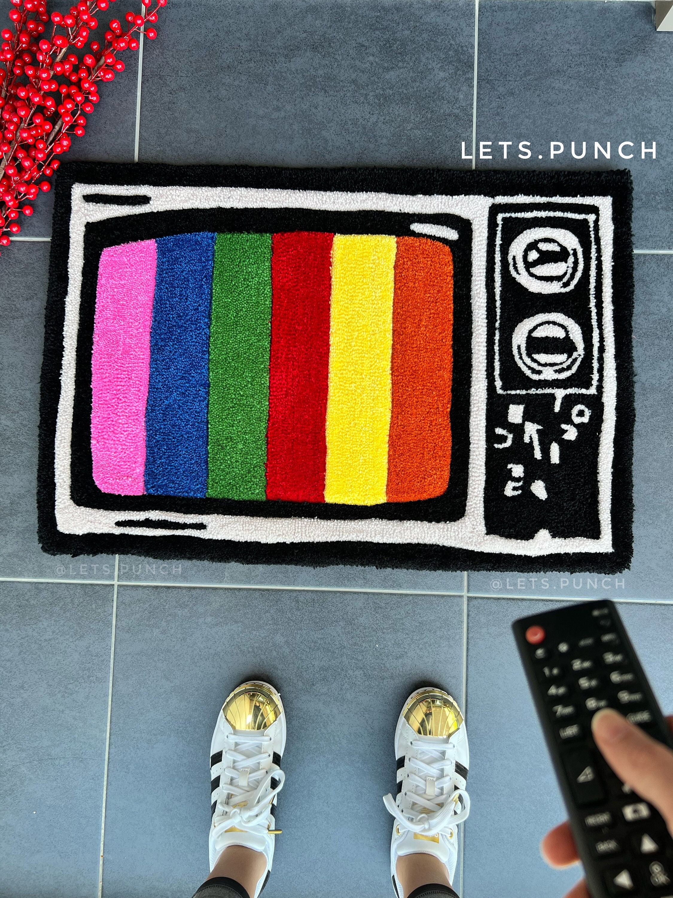 Vintage TV Rug - Retro TV Rug - Colorful Tufted Rug - %100 Handmade - Etsy