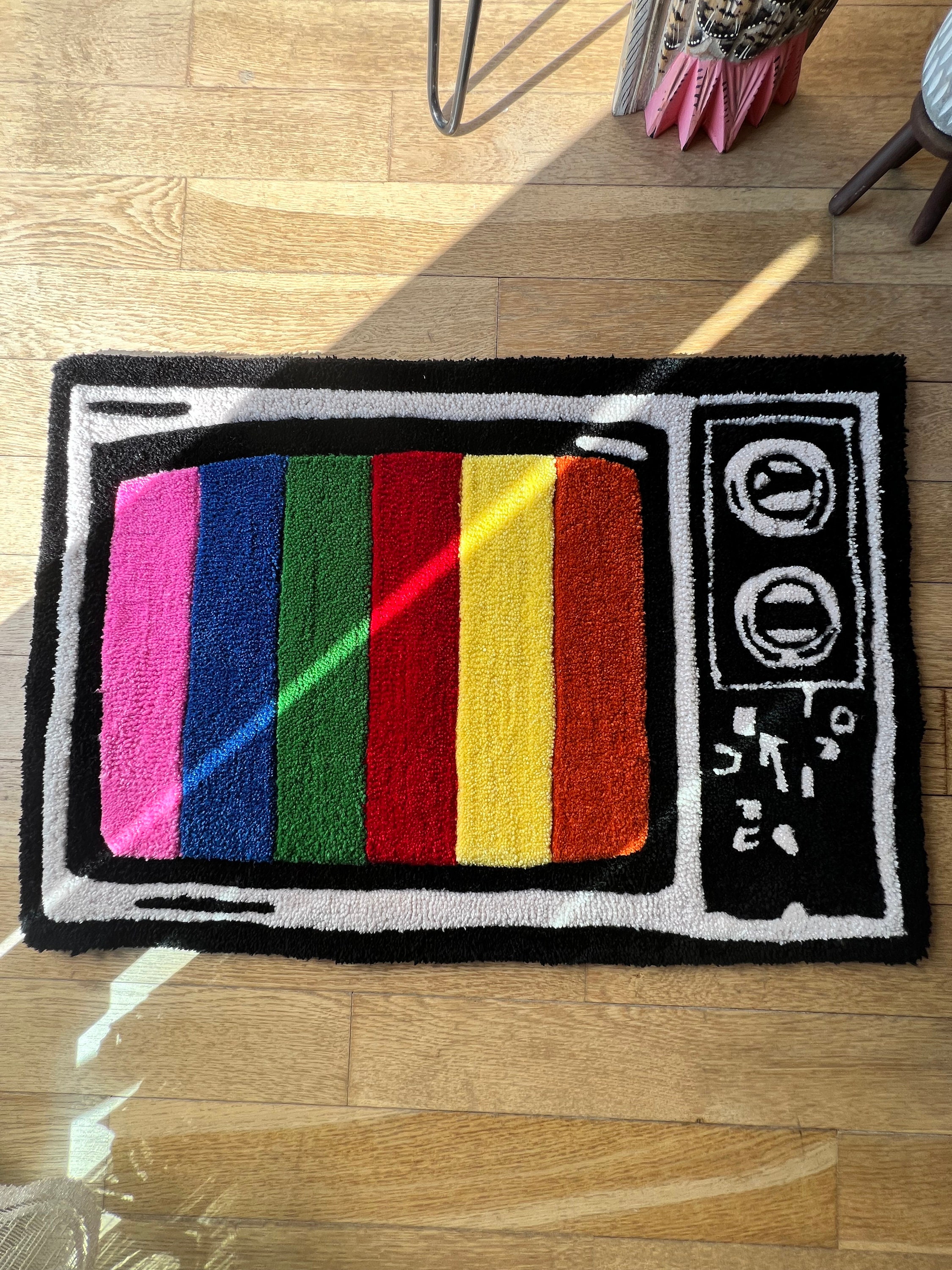 Vintage TV Rug - Retro TV Rug - Colorful Tufted Rug - %100 Handmade - Etsy