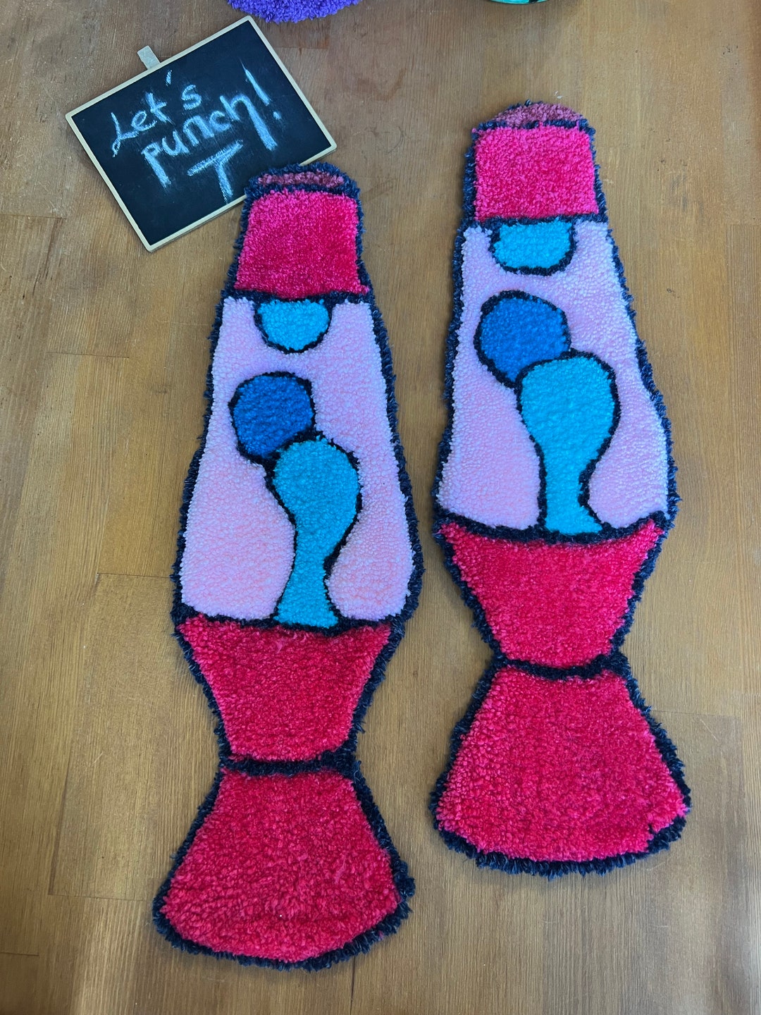 Retro Lava Lamp Wall Hanging Rug - Colorful Lava Lamp Rug - Handmade ...