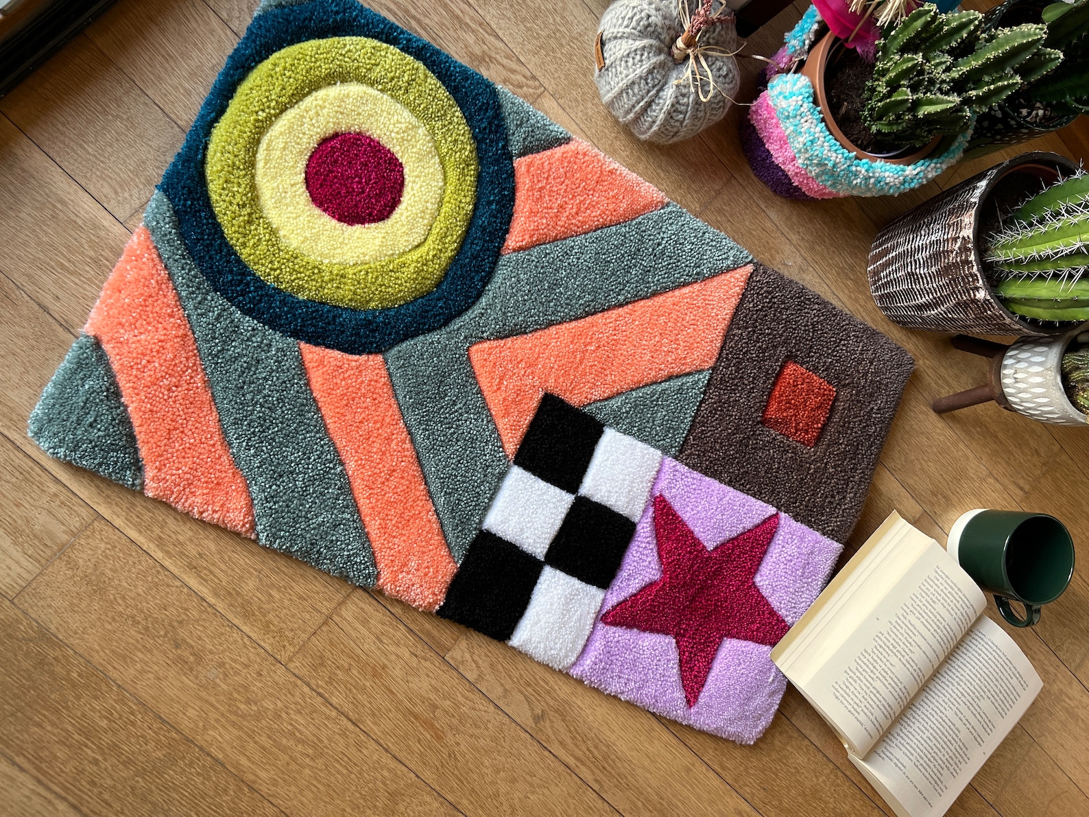 Rainbow Delight Rug - Hand Tufted Rug - Colorful Tufted Rug - %100 ...