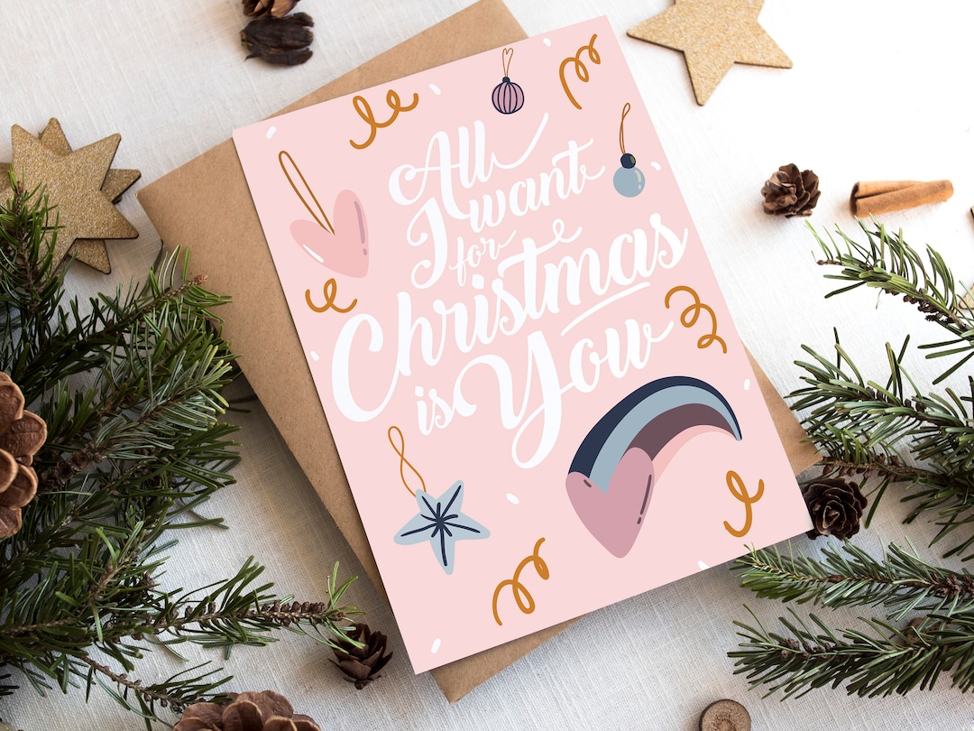 All I Want for Christmas is You Card, Christmas Card Printable, Holiday ...