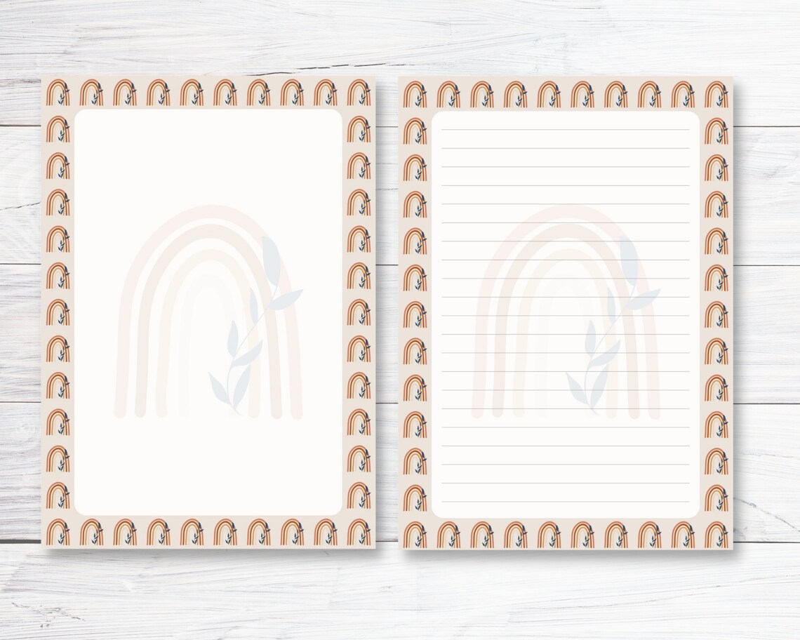 Boho Rainbow Letter Writing Paper Printable, Rainbow Digital Letter ...