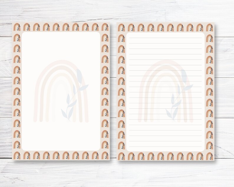 Boho Rainbow Letter Writing Paper Printable, Rainbow Digital Letter ...