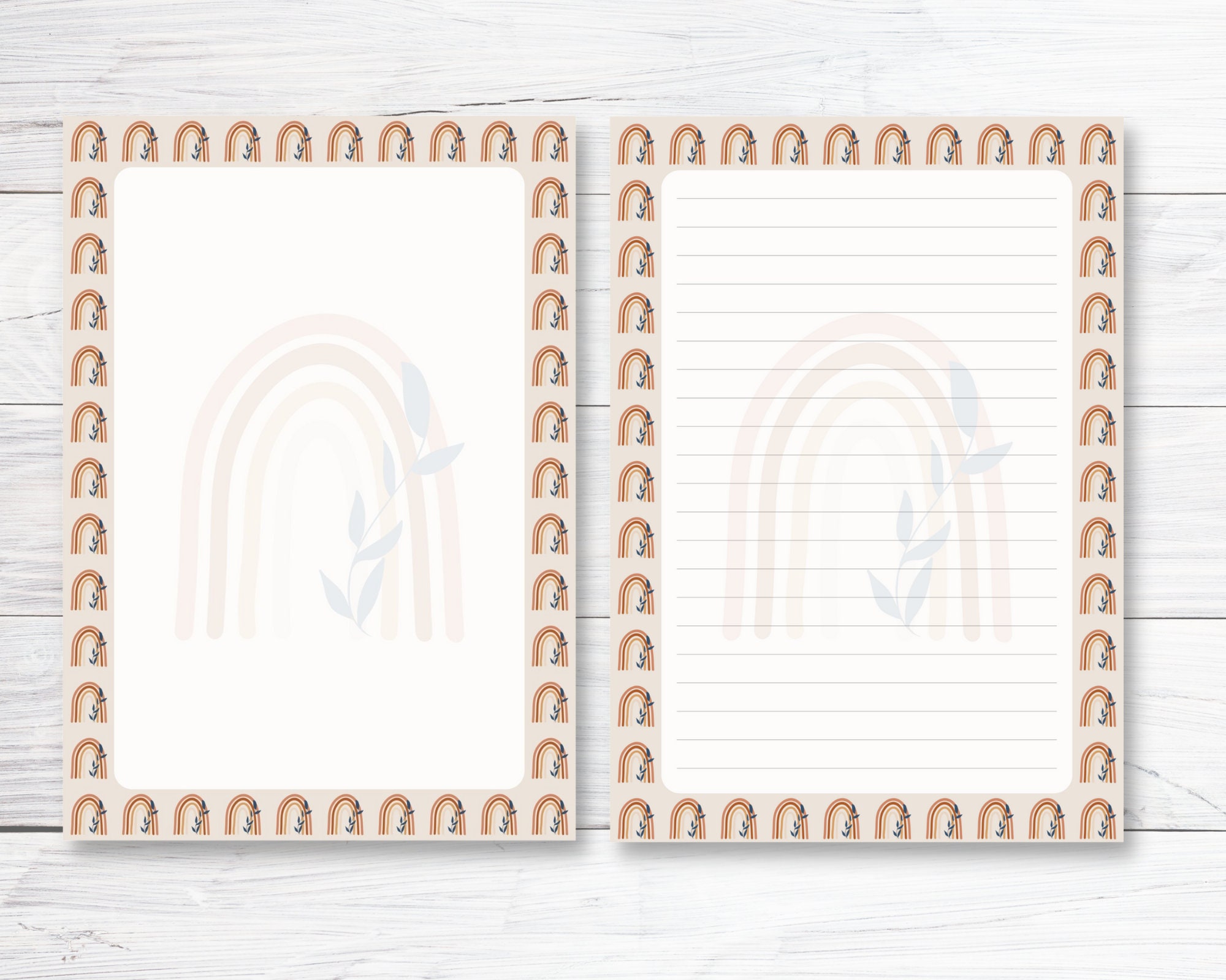 Boho Rainbow Letter Writing Paper Printable, Rainbow Digital Letter ...