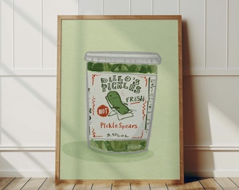 Pickle Poster for Pickle Lover Gift Funny Pickle Print Floral Pickles ...