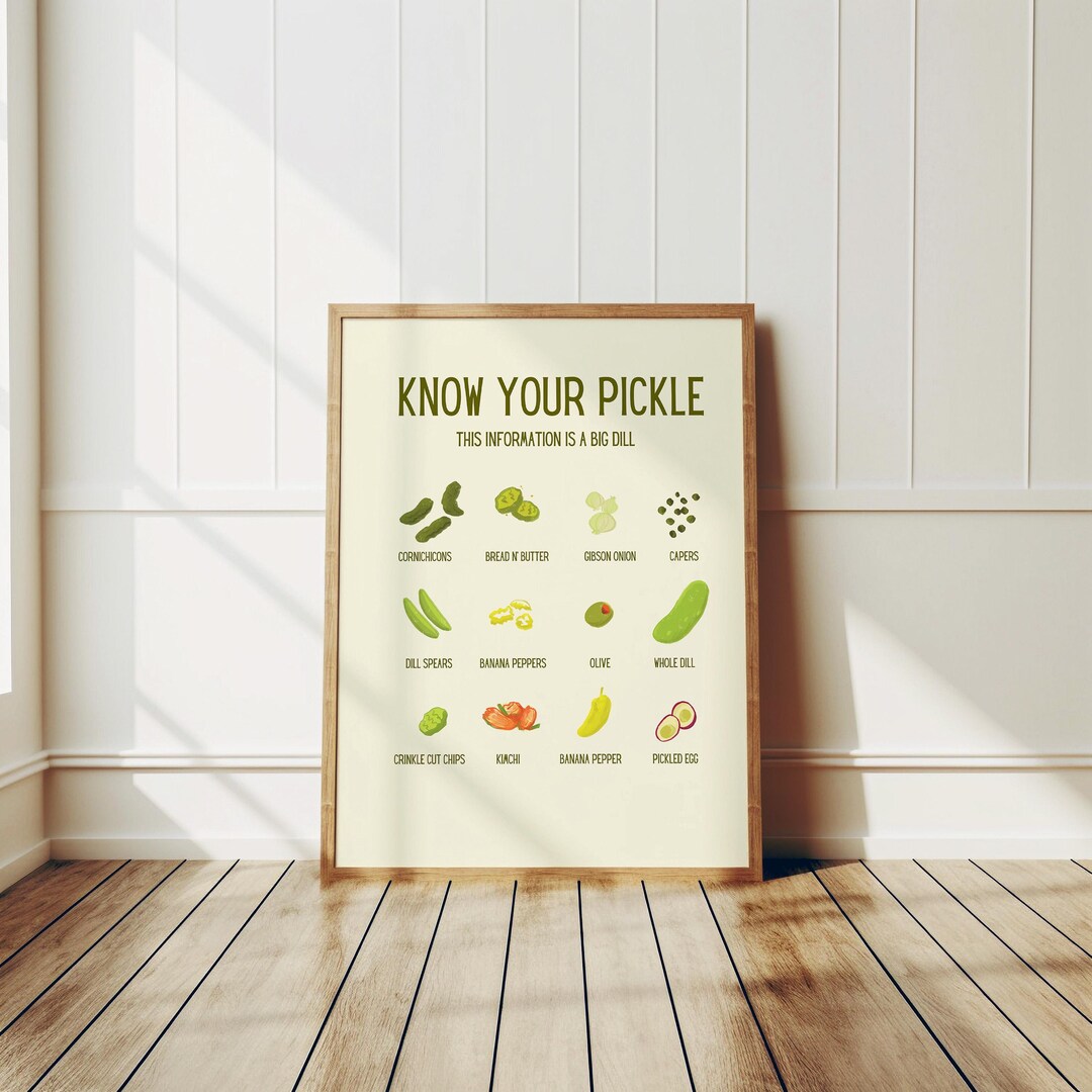 Pickle Chart Wall Art Pickle Art Print for Kitchen Pickle Themed Decor ...