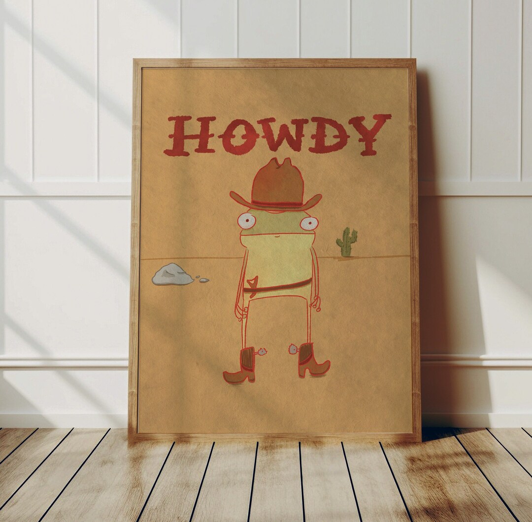 Funny Western Frog Wall Art Print Howdy Western Art Frog Art Dopamine ...