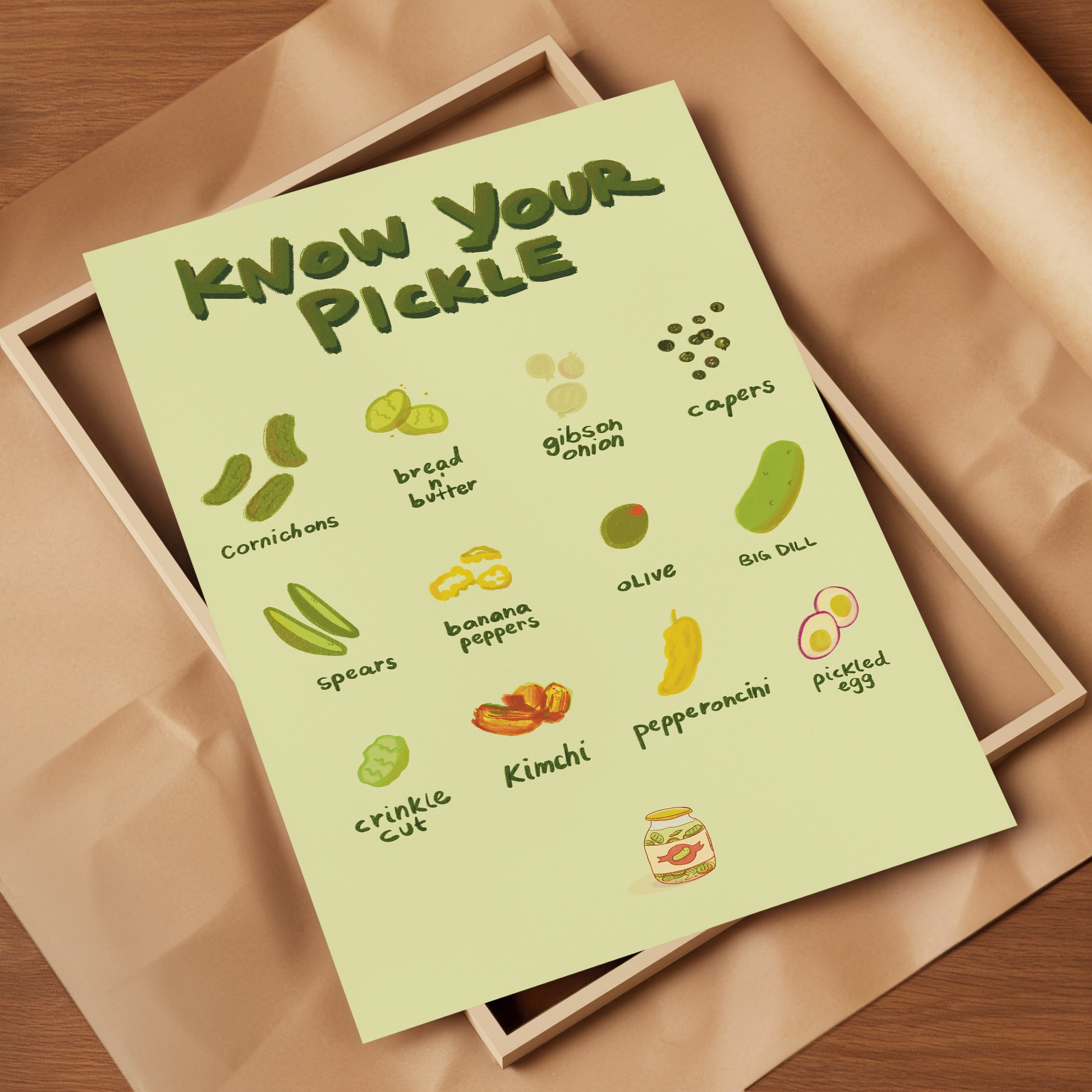 Pickle Chart Wall Art know Your Pickle Gouache Painting Art Print - Etsy