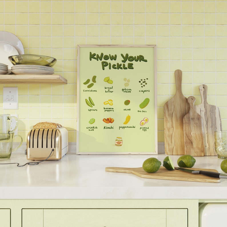 Pickle Chart Wall Art know Your Pickle Gouache Painting Art Print - Etsy