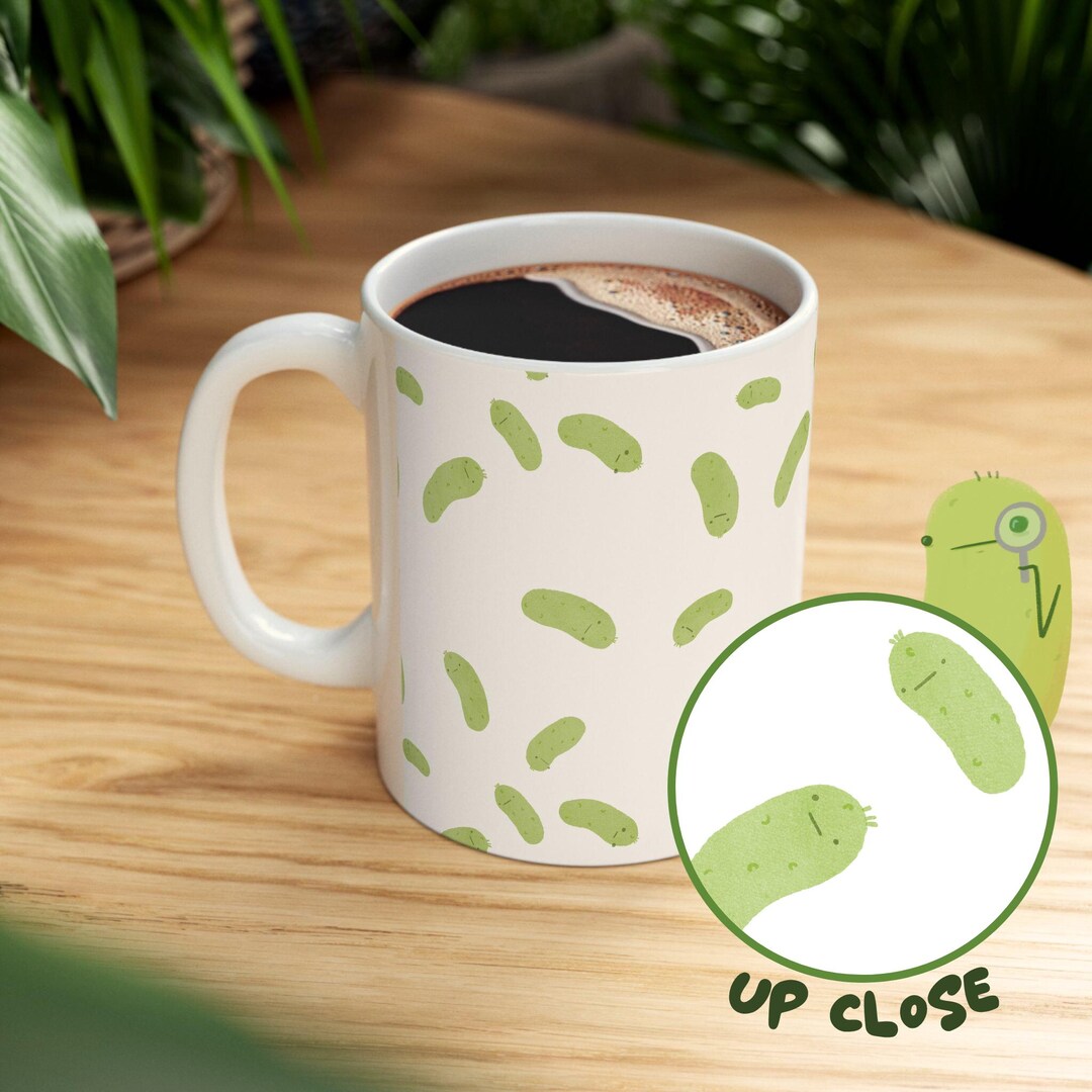 Funny Pickle Coffee Mug, Cute Kawaii Pickle Pattern Ceramic Mug, Quirky ...