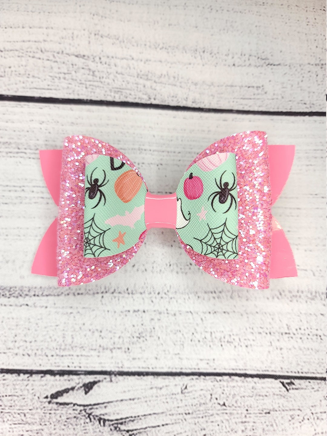 Double Loop Bow, 4 Inch Bow, Faux Leather Bow, Halloween Hair Bow ...