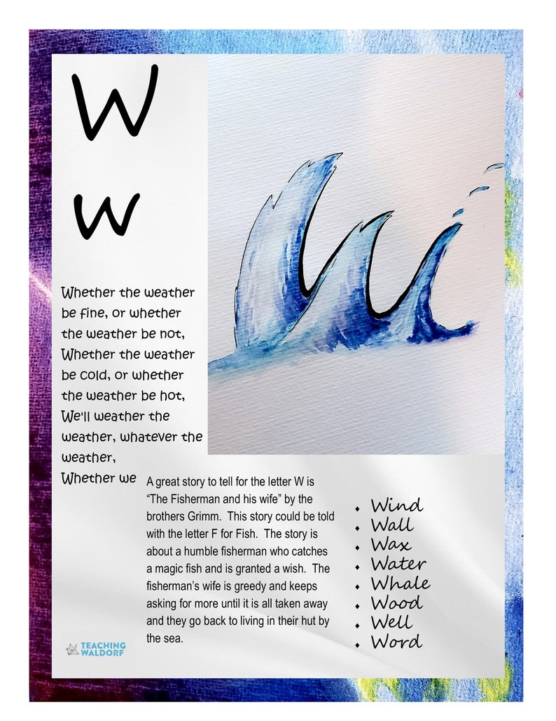 26 Waldorf Fairy Tale Alphabet Letters, Songs, Poems, Story, Printable ...