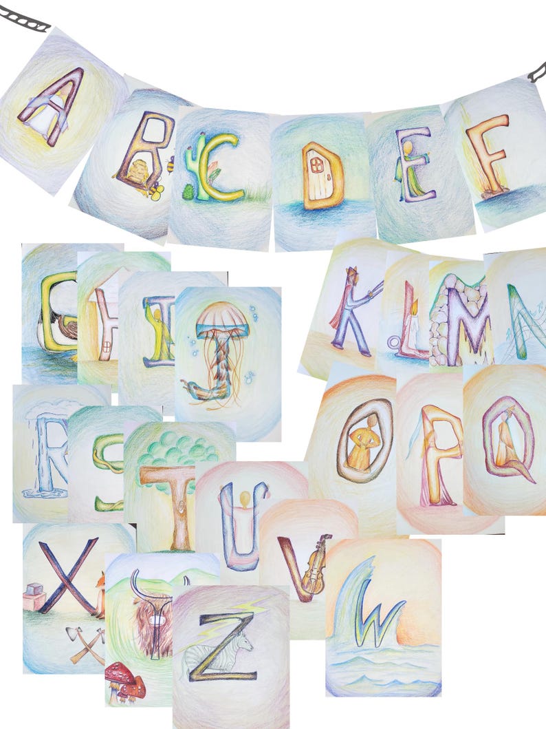 Uppercase Alphabet Letters Waldorf Steiner Instant Download Homeschool ...