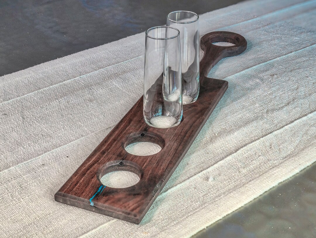 Walnut With Epoxy Accent Beer Flight Board - Etsy