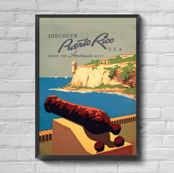 Puerto Rico Vintage Travel Poster | Etsy