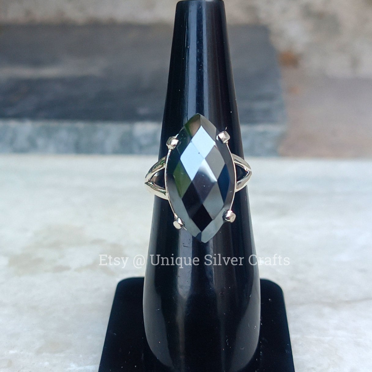 Natural Lovely Hematite Rings, 925 Sterling Silver Rings, Black ...