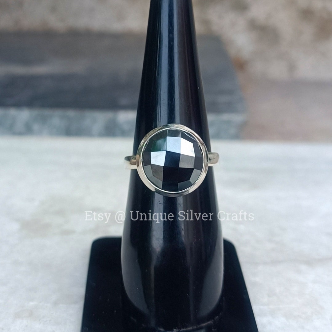Natural Lovely Hematite Rings, 925 Sterling Silver Rings, Black ...