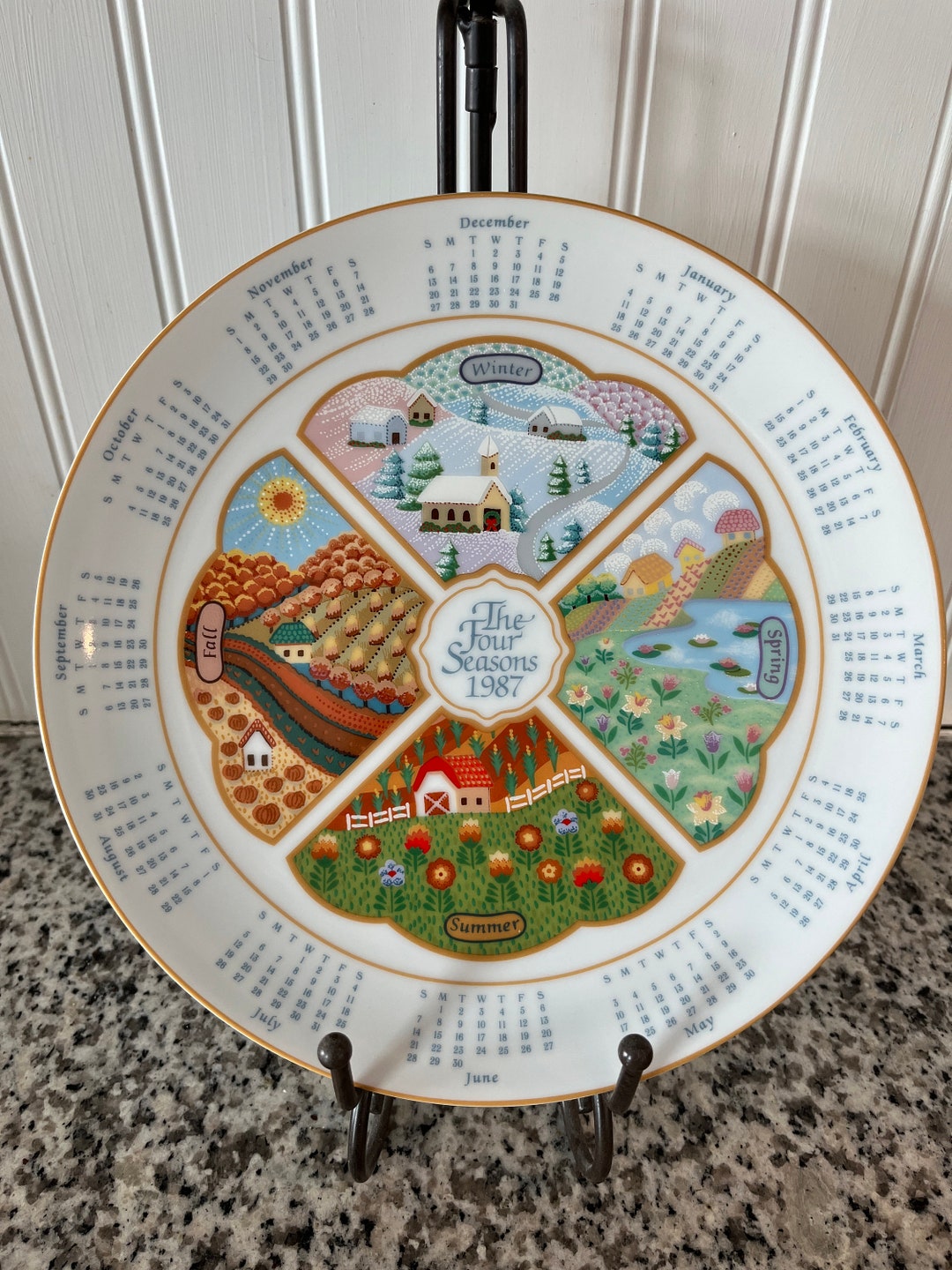 Four Seasons Calendar Plate, 1987 - Etsy