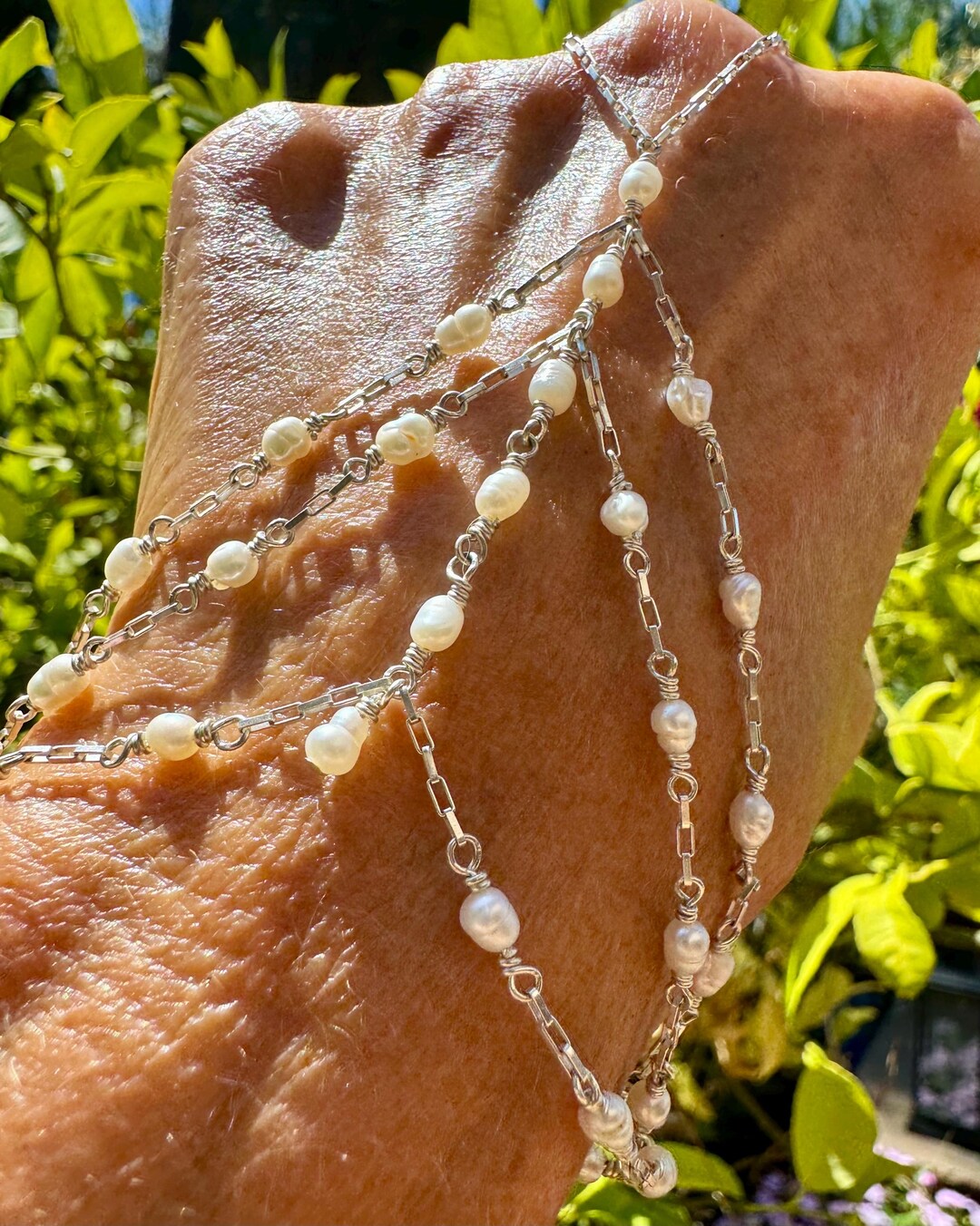 Gorgeous Pearl Hand Chain Timeless 925 Sterling, Finger Chain, Bracelet ...