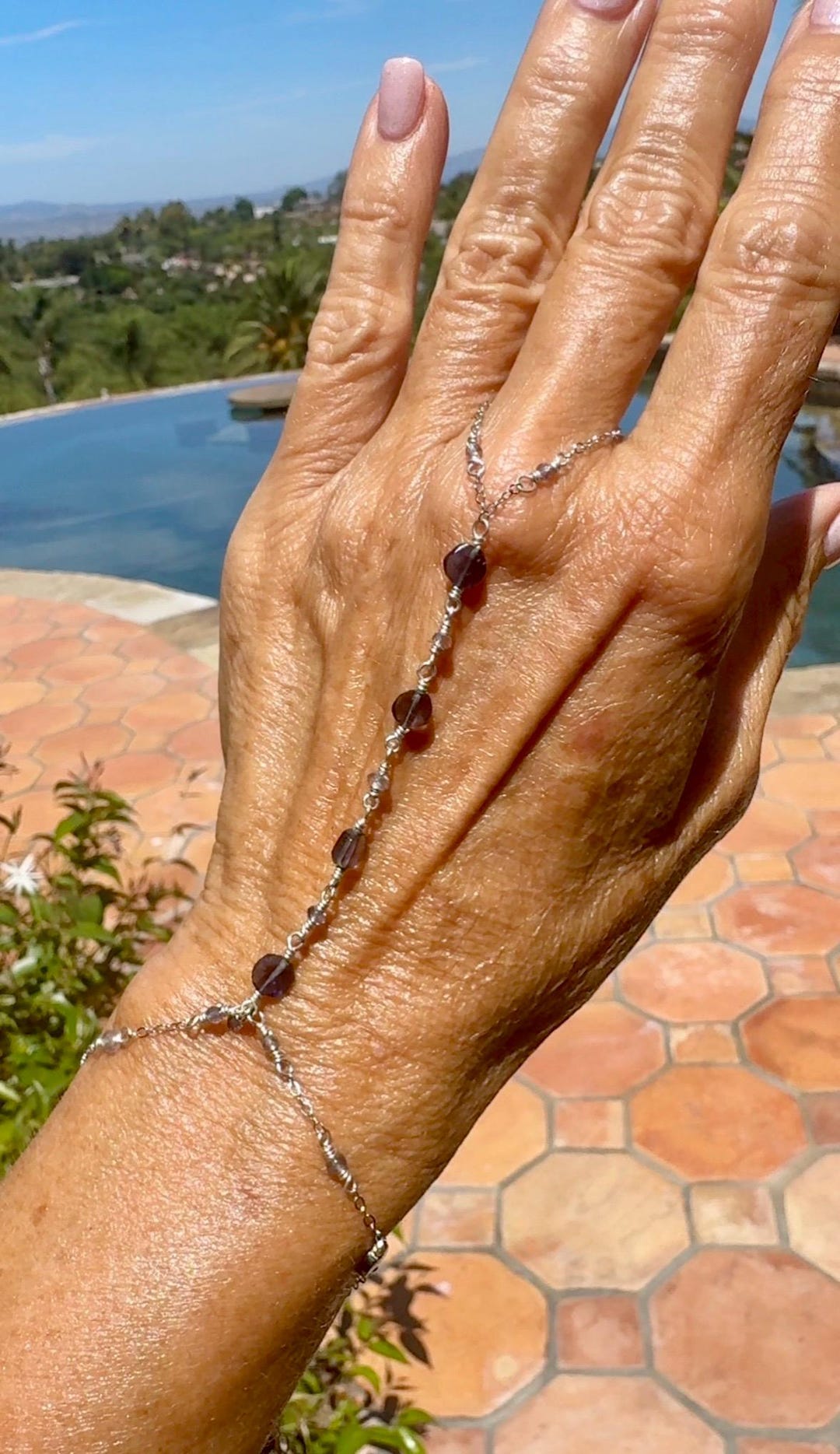Faceted BLUE Coin Iolite Hand Chain 925 Sterling, Unique Bracelet ...