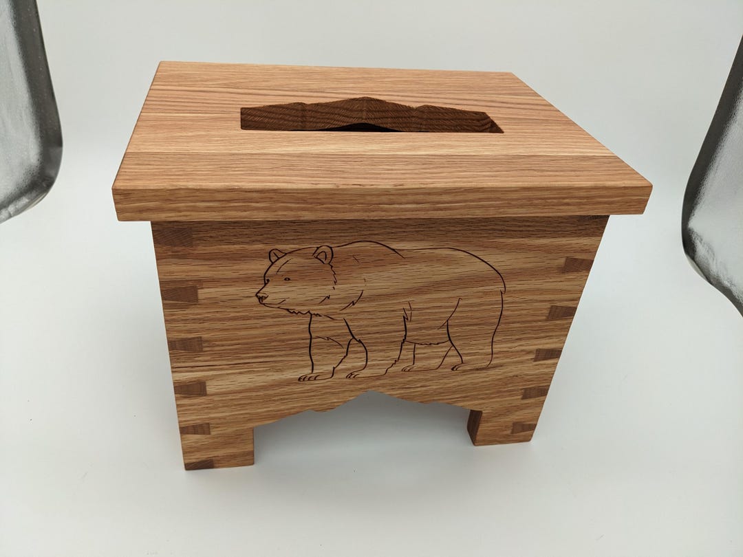 Handmade Wooden Step Stool | 9" Height | Dovetail Joinery With Mountain ...