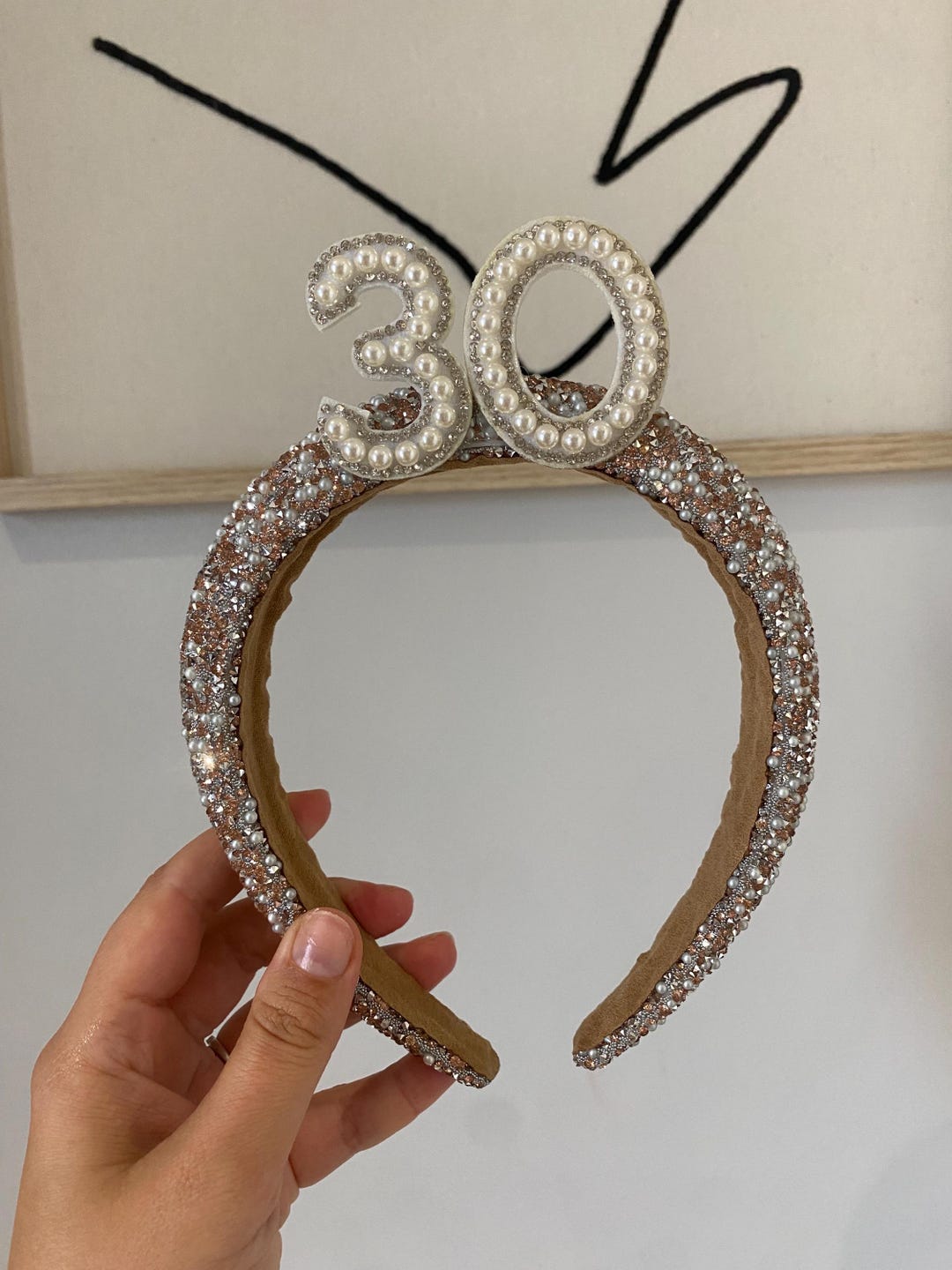 Gold Birthday Headband: Pearl Number Hair Accessory - Etsy Canada