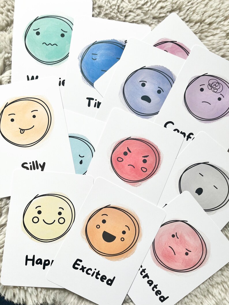 12 Colour Emotion Flashcards, Feelings, Feelings Card, Kids Mental ...