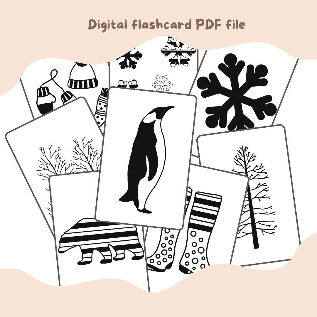 Winter Sensory Cards, Sensory Cards for Baby, Baby Sensory, Tummy Time ...