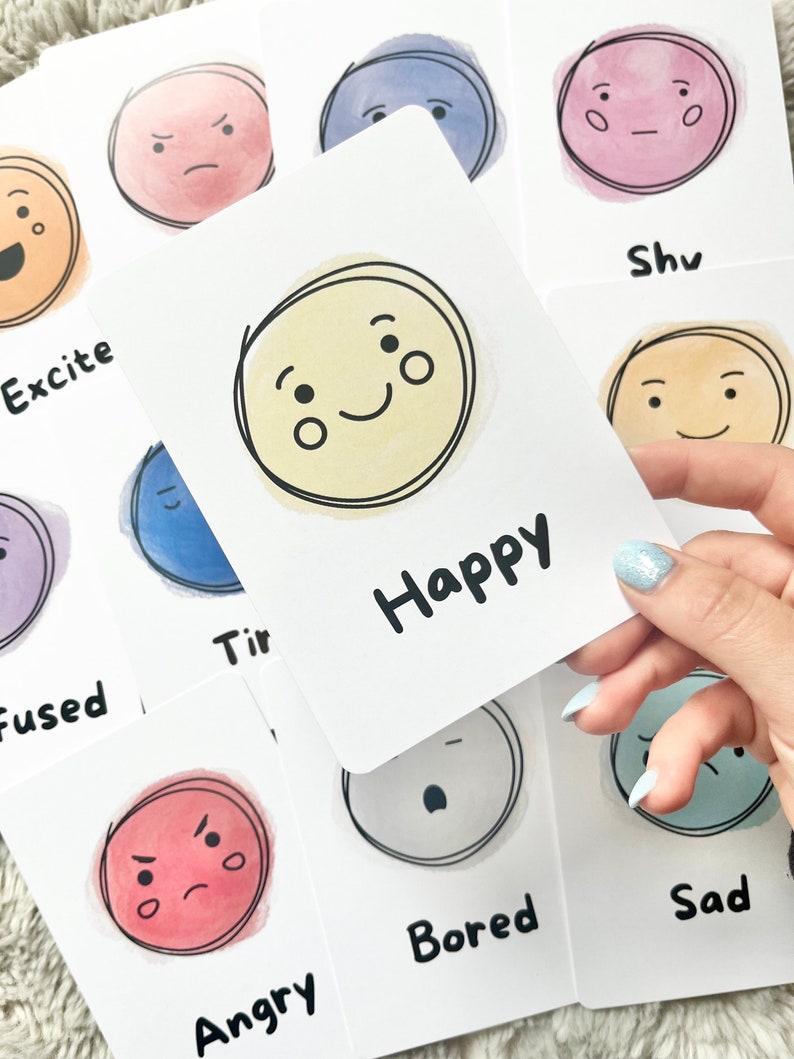 12 Colour Emotion Flashcards, Feelings, Feelings Card, Kids Mental ...