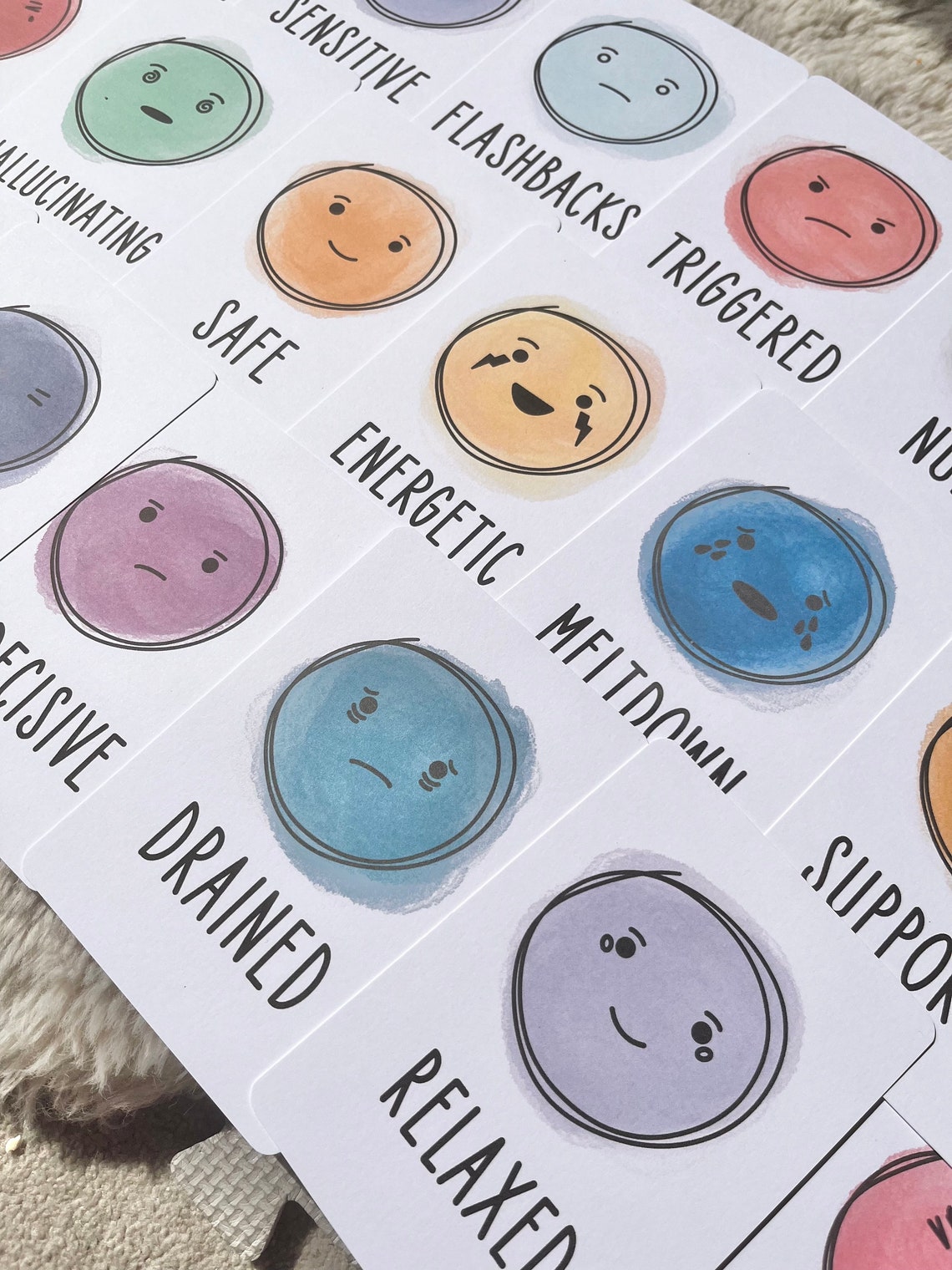 27 Colour Emotion Flashcards, Autism, Feelings Card, Kids Mental Health ...