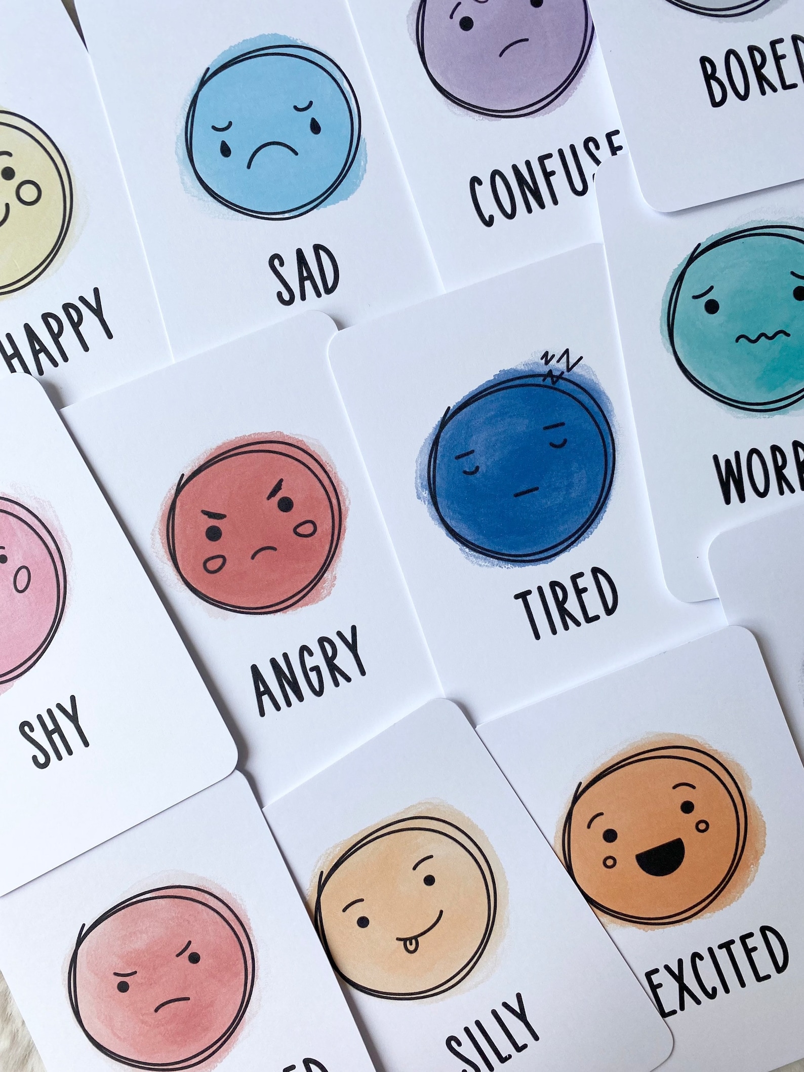 12 Colour Emotion Flashcards, Feelings, Feelings Card, Kids Mental ...