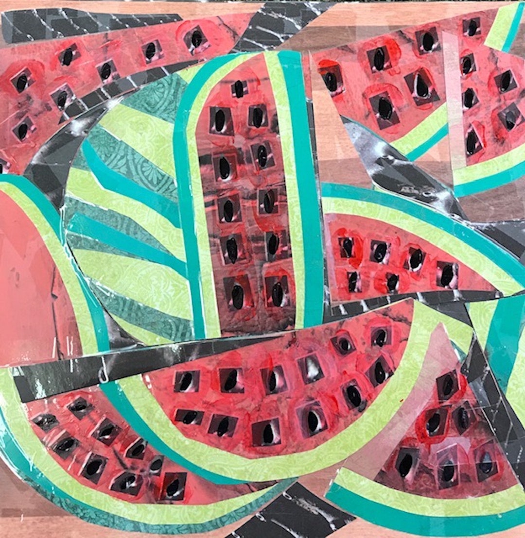 Summer Watermelon Collage Art/farmers Market/watermelon Art/food Art - Etsy
