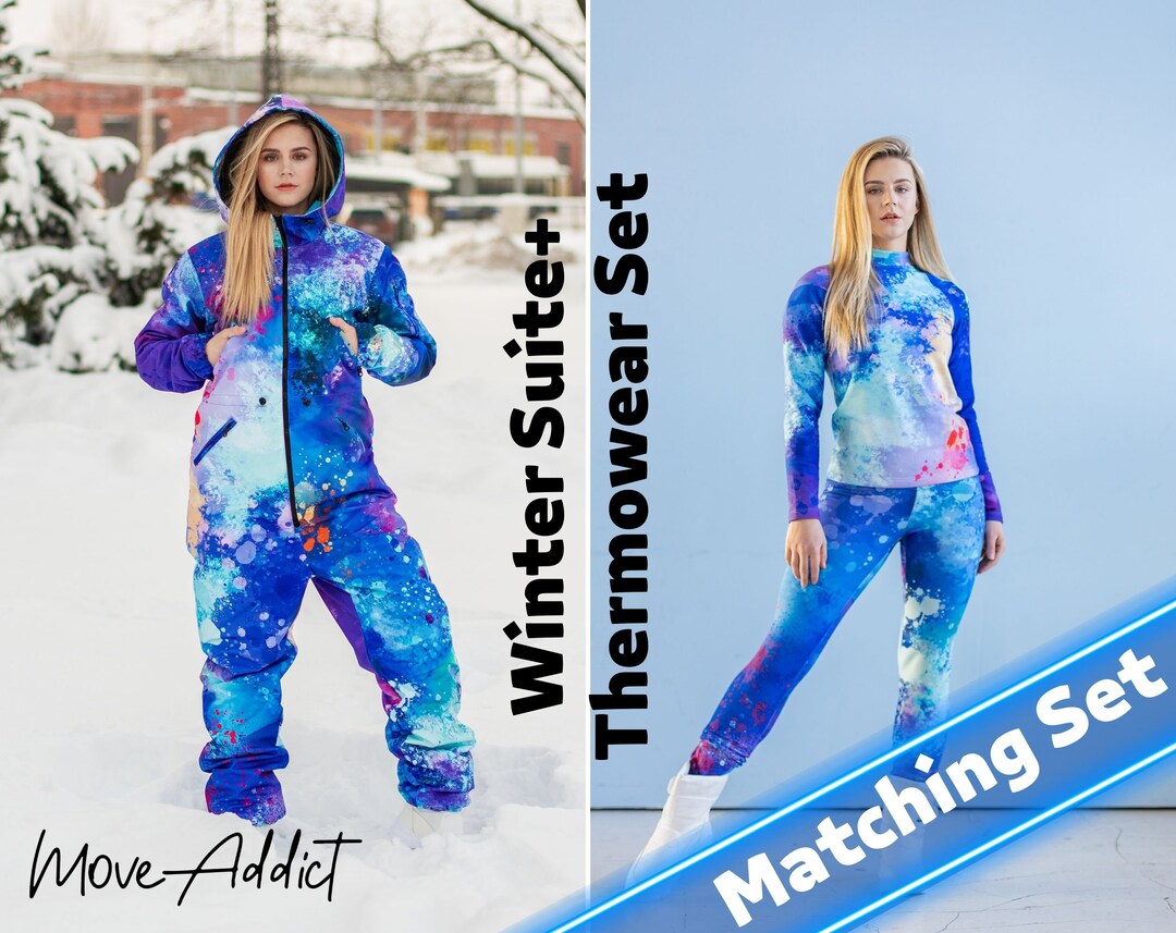 SET: Blue Winter Ski Jumpsuit, Snowboard Clothes, Snowboard Suit ...