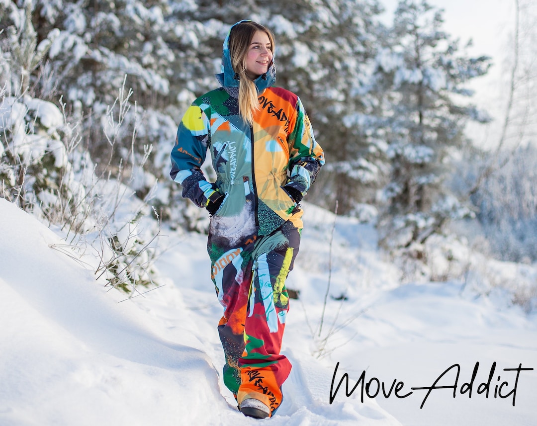 Oranje winterski-jumpsuit, snowboardkleding, snowboardpak, ski-overall ...