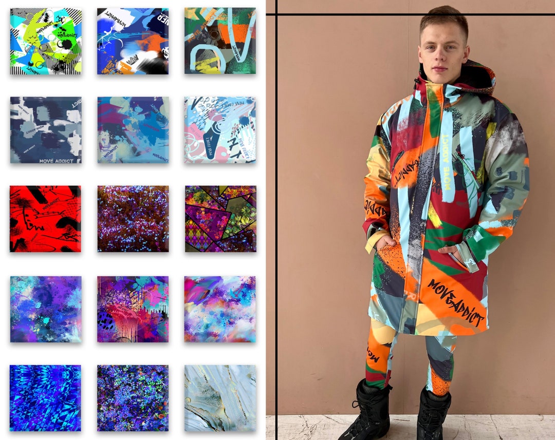 Men's Colorful Print Softshell Parka: Waterproof Winter Jacket - Etsy