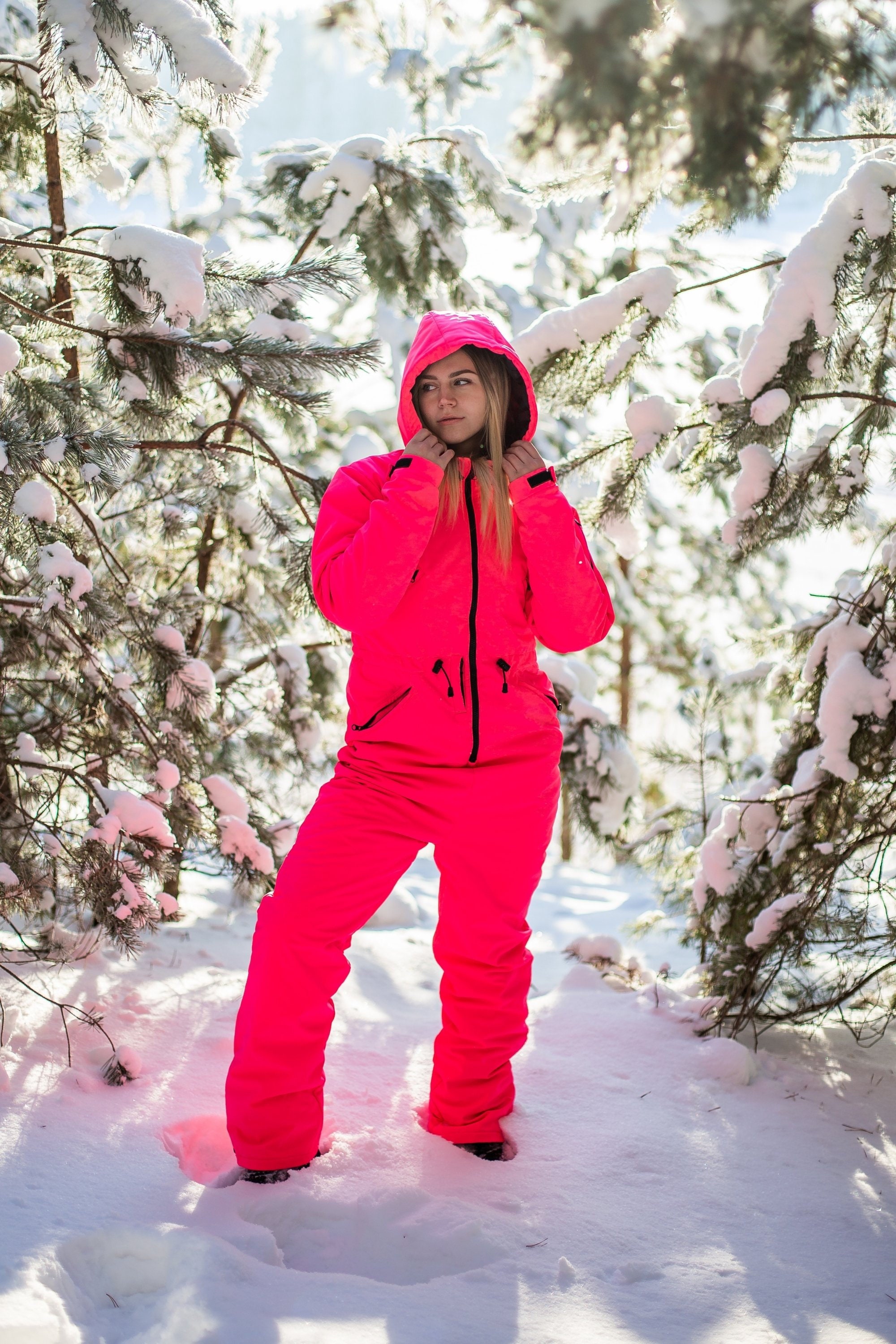 Neon Pink Winter Ski Jumpsuit Snowboard Clothes Snowboard - Etsy