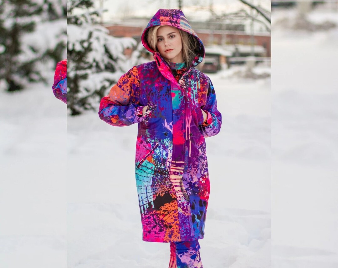 Colorful Print Softshell Parka: Waterproof Hooded Raincoat - Etsy