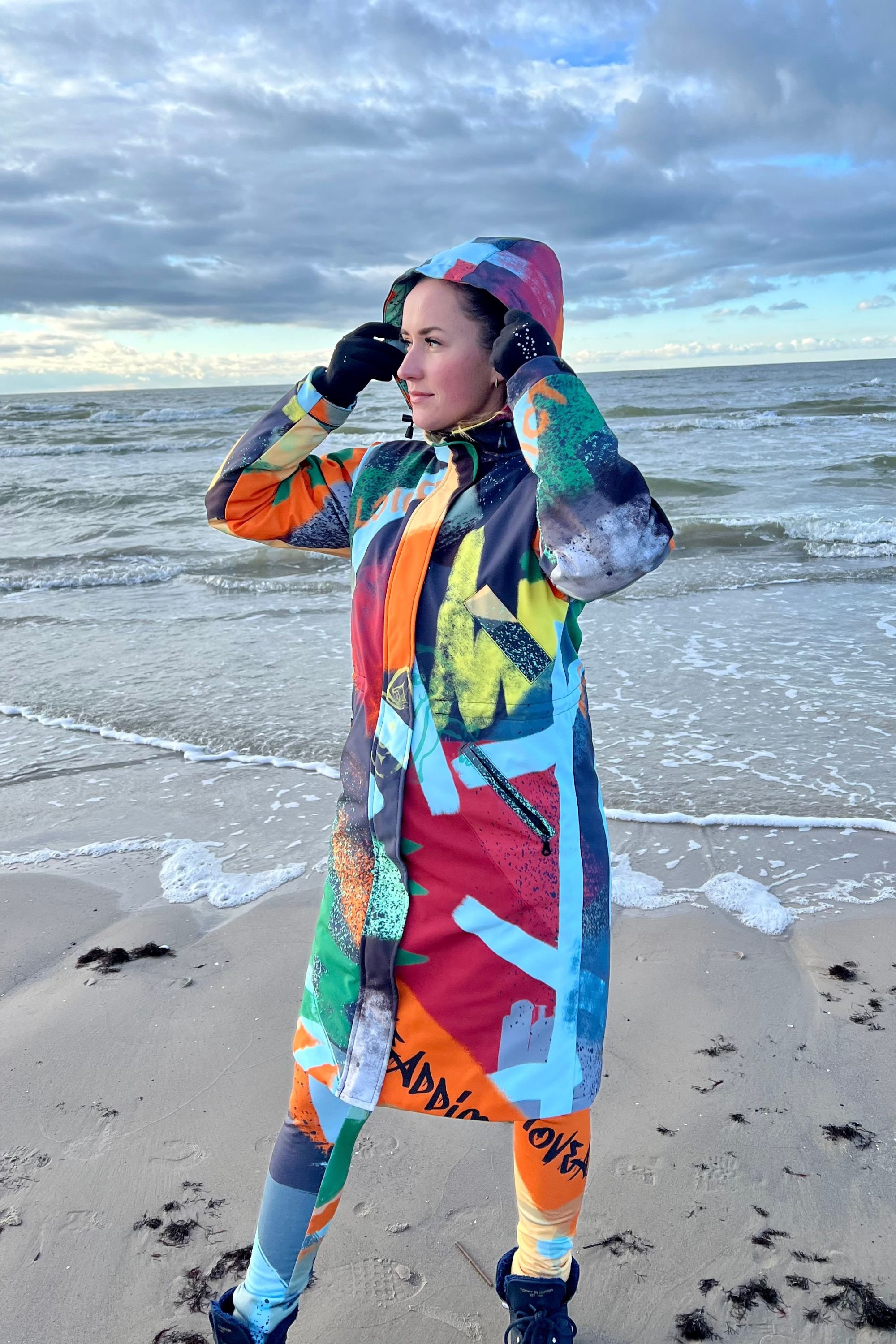 Orange Coat, Winter Jacket, Colorful Parka, Women Clothing, Warm Parka ...