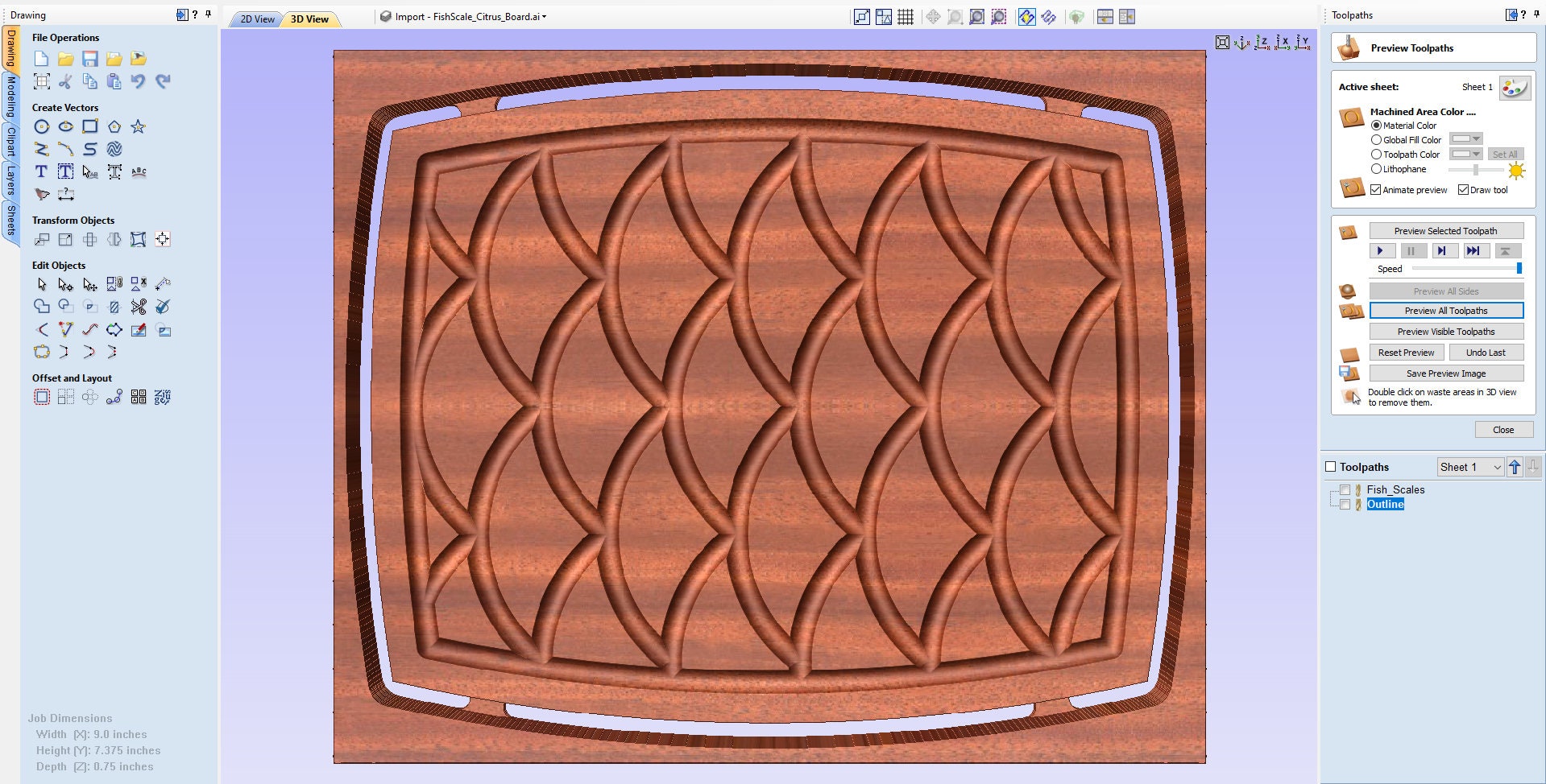 Fish Scale Citrus Board CNC Vectric Files + Instructions - Etsy