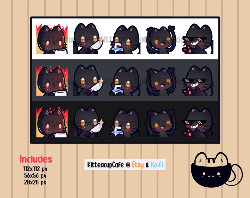 Black Cat Twitch/discord Emotes - Etsy