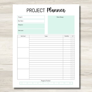 Project Planner Printable - Etsy