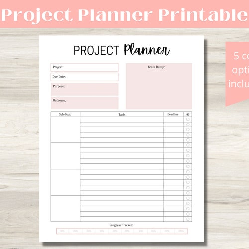 Project Planner Printable - Etsy