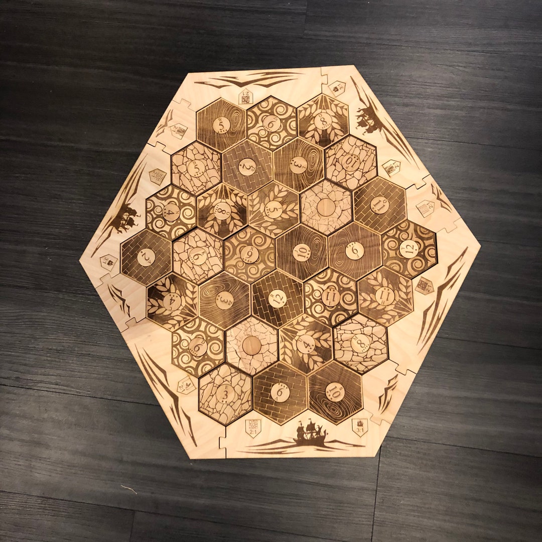 Custom Engraved 5-6 Player Game Board Wood Tiles, Numbers and Border ...